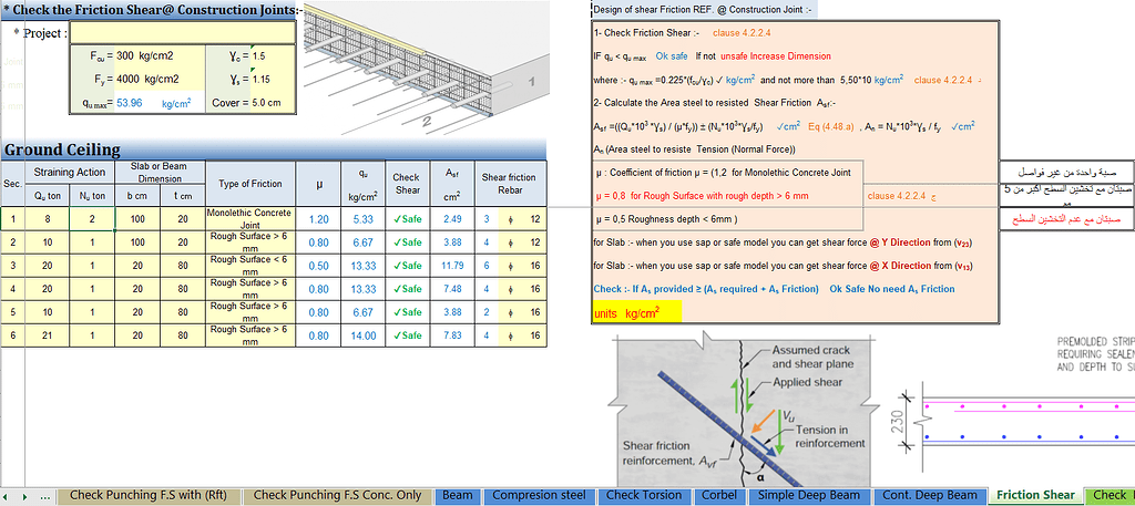 Excel sheet Design for Reinforced Concrete by ECP-203 - الهندسة المدنية ...